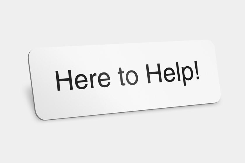 Here to Help Badges (Pack of 5) – MelubaBadges