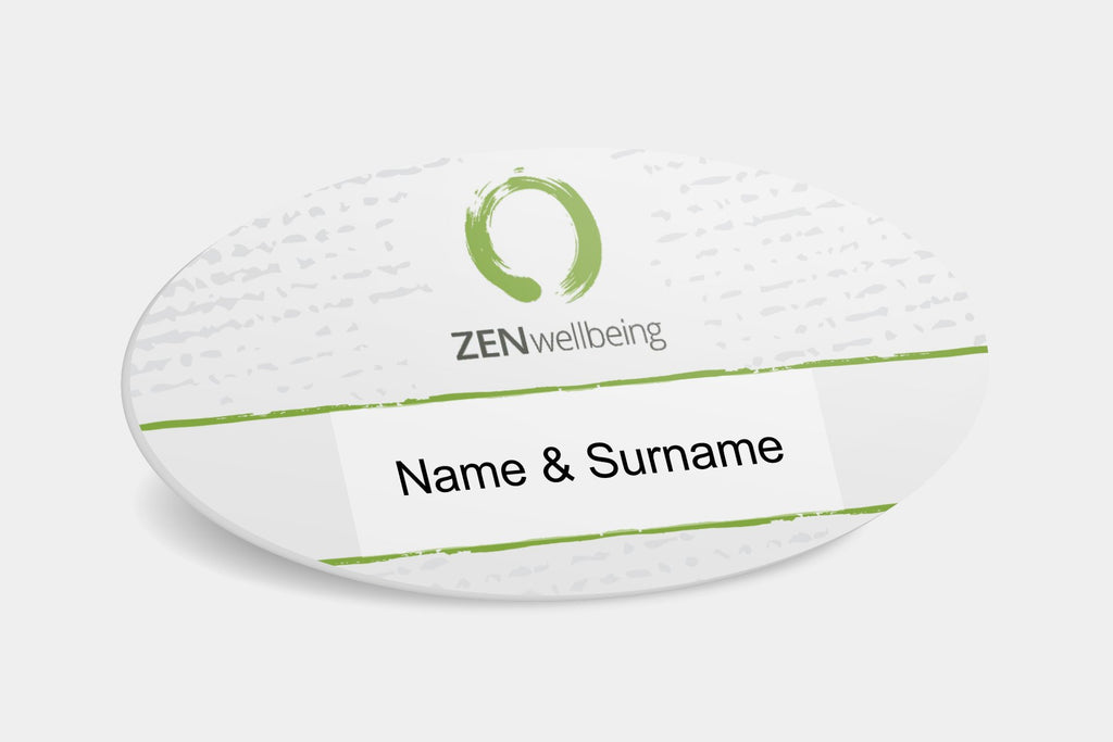 Oval Logo Name Badges Quickbadge.co.uk Custom Personalised Oval